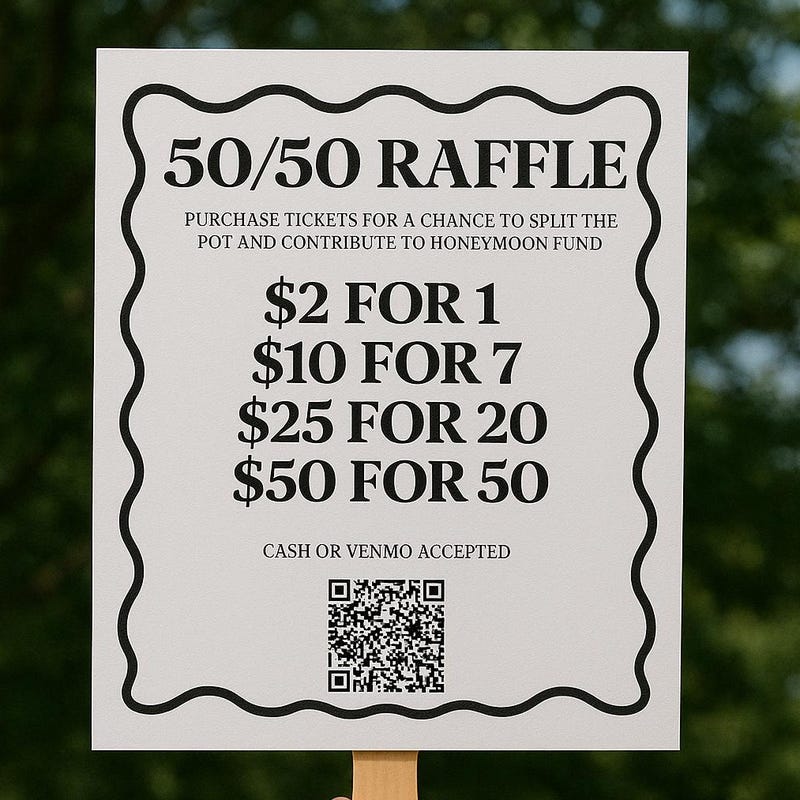 50/50 Raffle Sign - Etsy