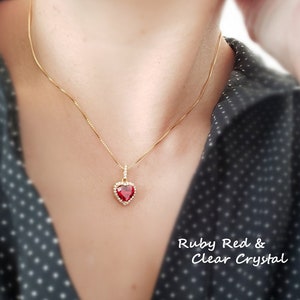 Valentine's Day for Her. Red Heart Necklace. Ruby Clear | Etsy