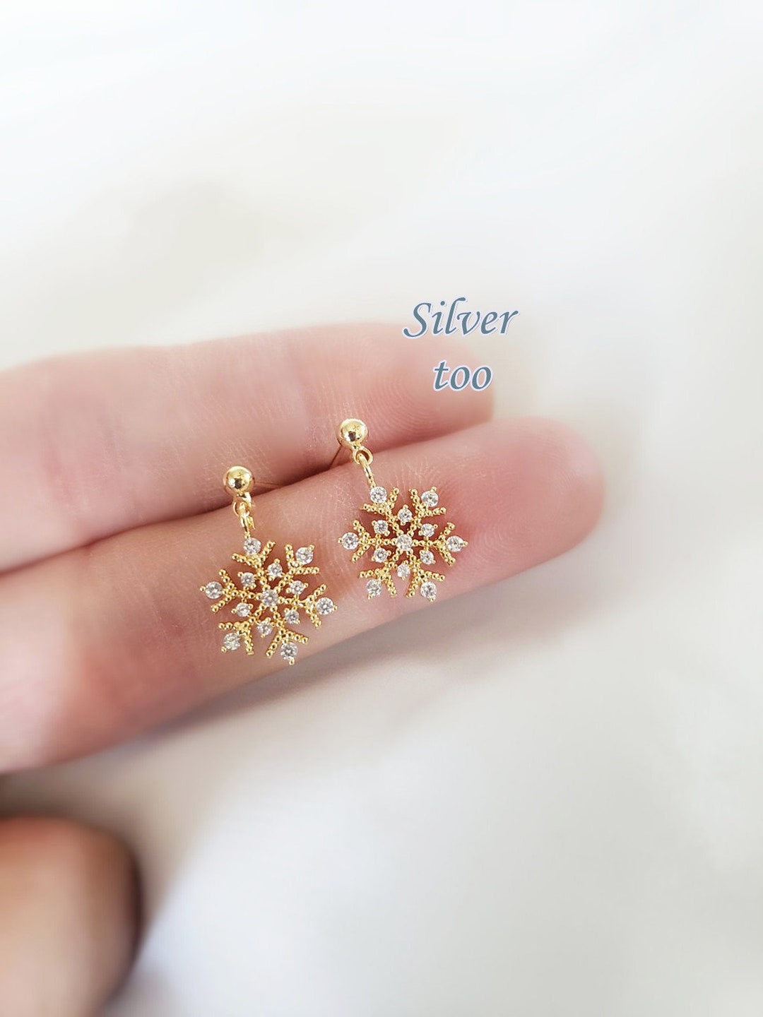 Snowflake Earrings. Snow Drop Earrings. Winter Holiday Earrings. Winter ...