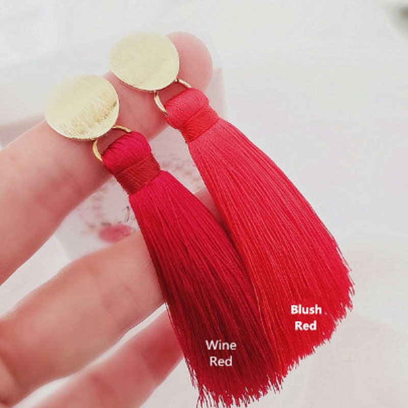 Long Red Earrings - Etsy