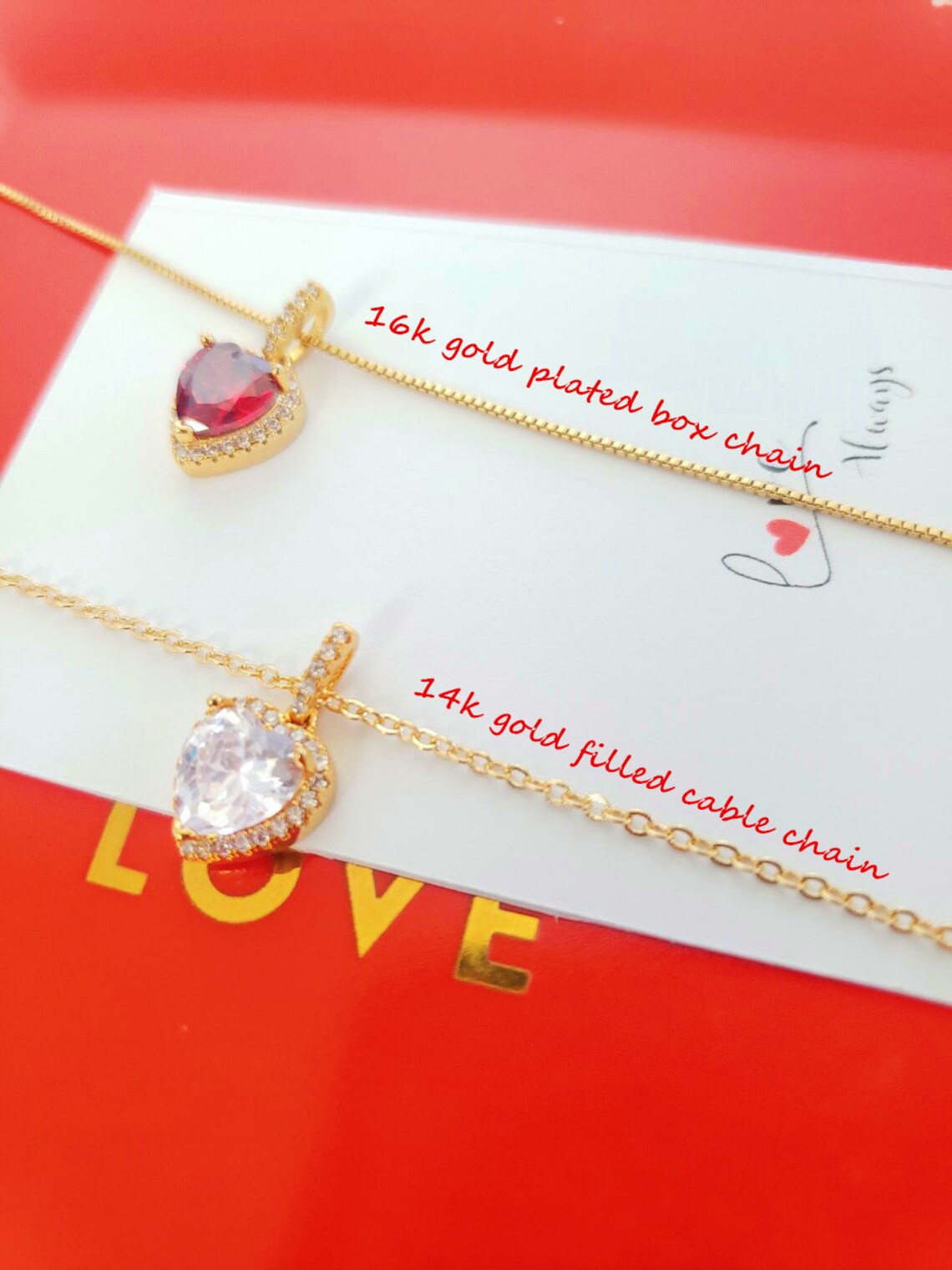 Valentine's Day for Her. Red Heart Necklace. Ruby Clear | Etsy