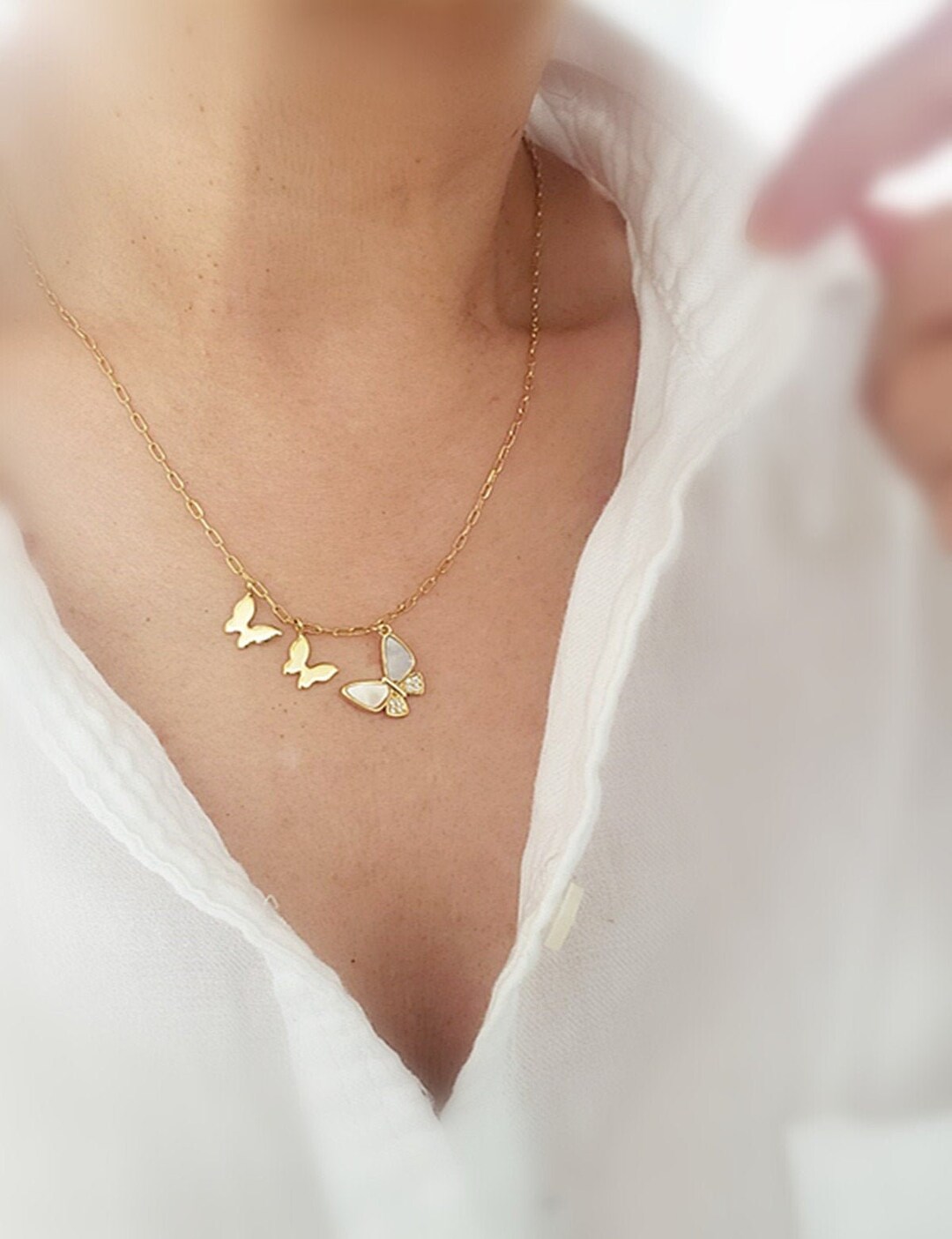 Butterfly Necklace Butterflies Choker Dainty Mother and Daughter ...
