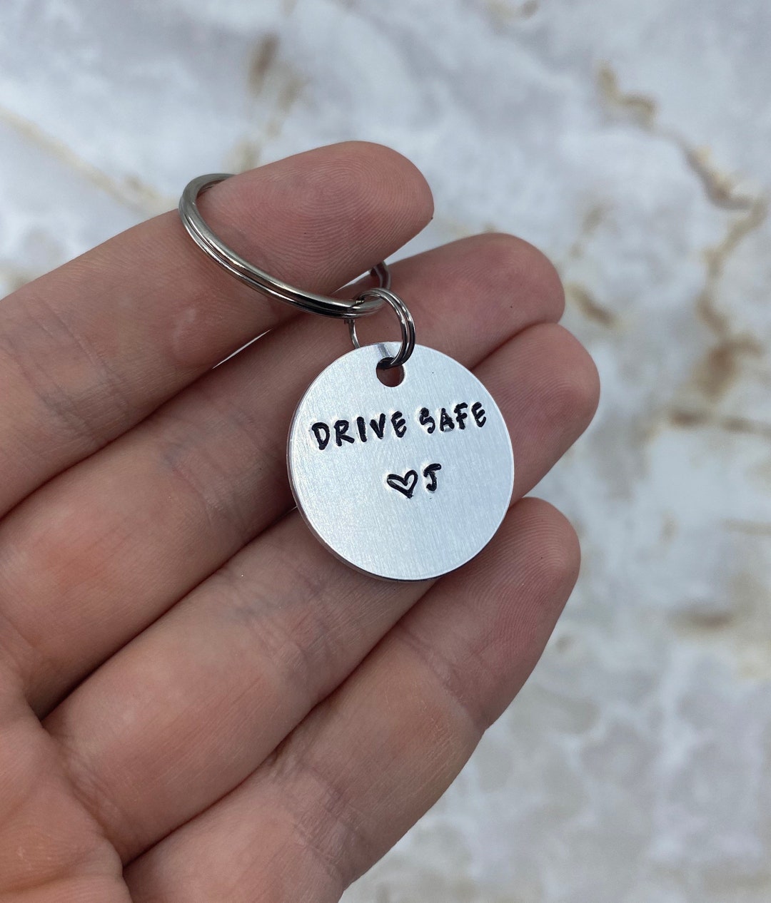 Drive Safe Keychain - **lightweight** - Hand Stamped - Cute Little Gift ...