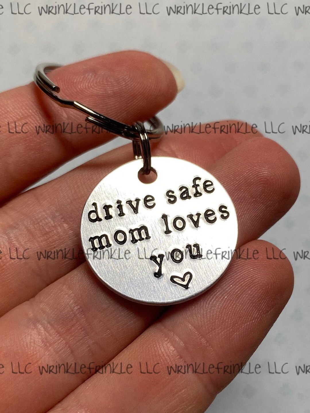 Drive Safe Keychain Mom Loves You Hand Stamped Gift for Son Gift for ...
