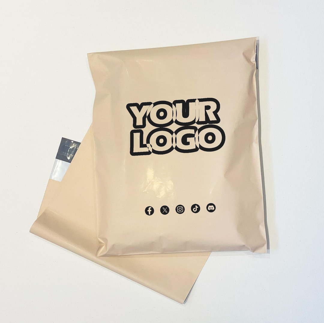 50-1000 Custom Cream Beige Poly Mailers Bag, Custom Shipping Bag With ...