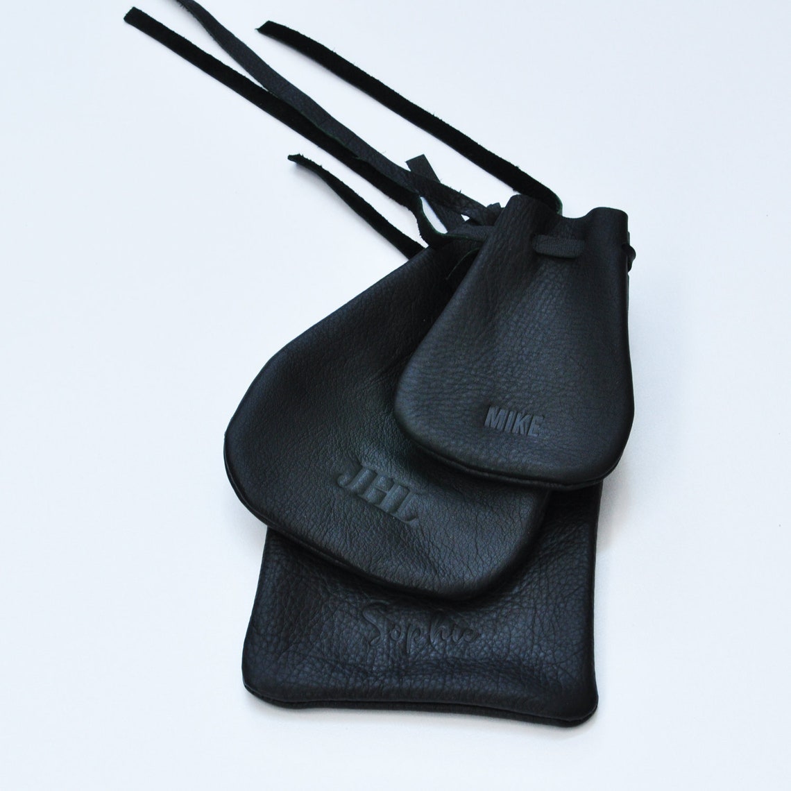 Handmade Drawstring Leather Pouch, Coin Purse, Dark Brown, Leather ...