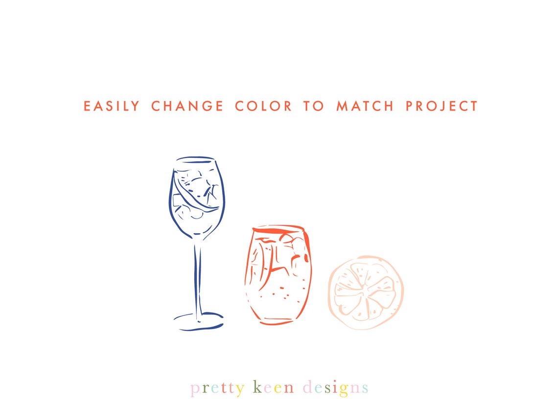 Aperol Spritz Hand-drawn Illustration Set Prosecco Cocktail Fixings ...