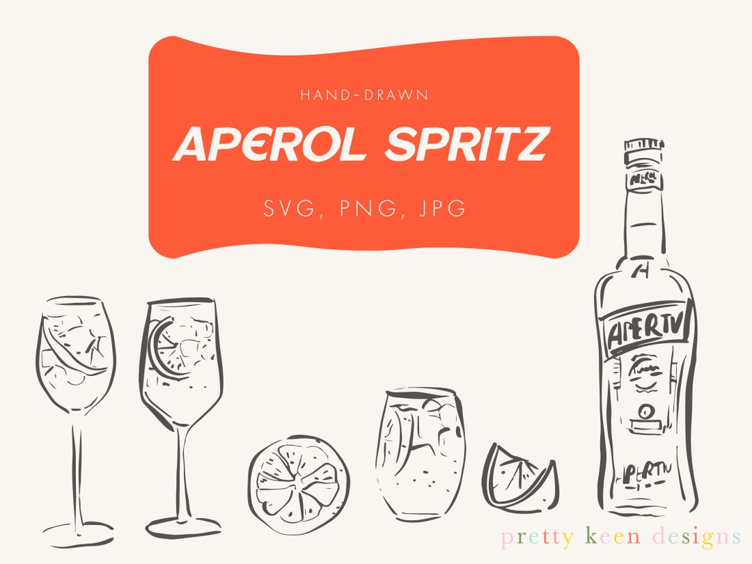 Aperol Spritz Hand-drawn Illustration Set: Cocktail Clipart (SVG, PNG ...