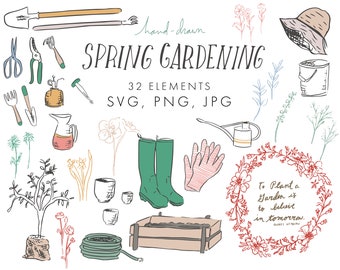 Garden Clip Art Watercolor Clip Art Spring Clip Art - Etsy