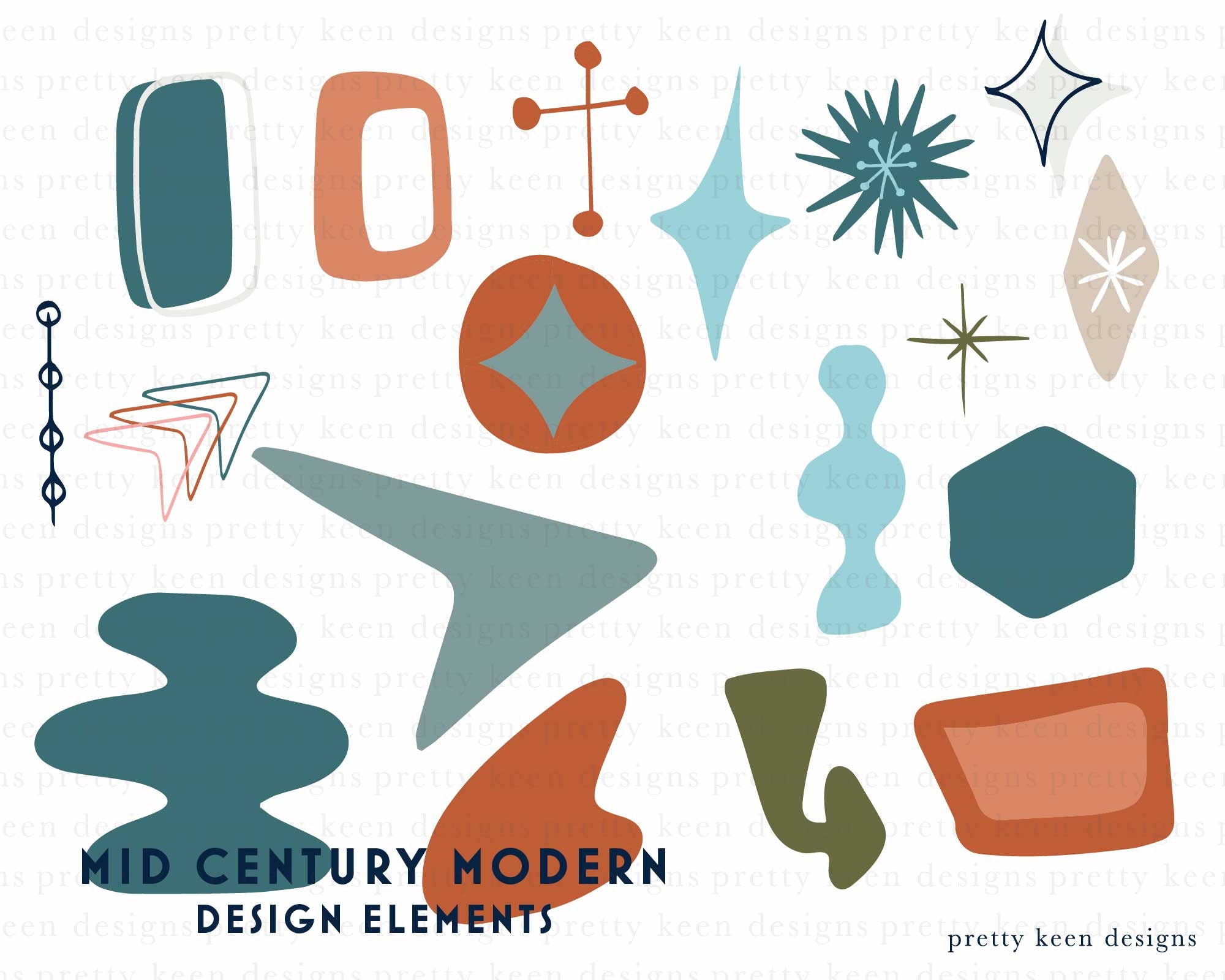 Mid Century SVG Modern Design Elements Atomic Shapes Clip - Etsy