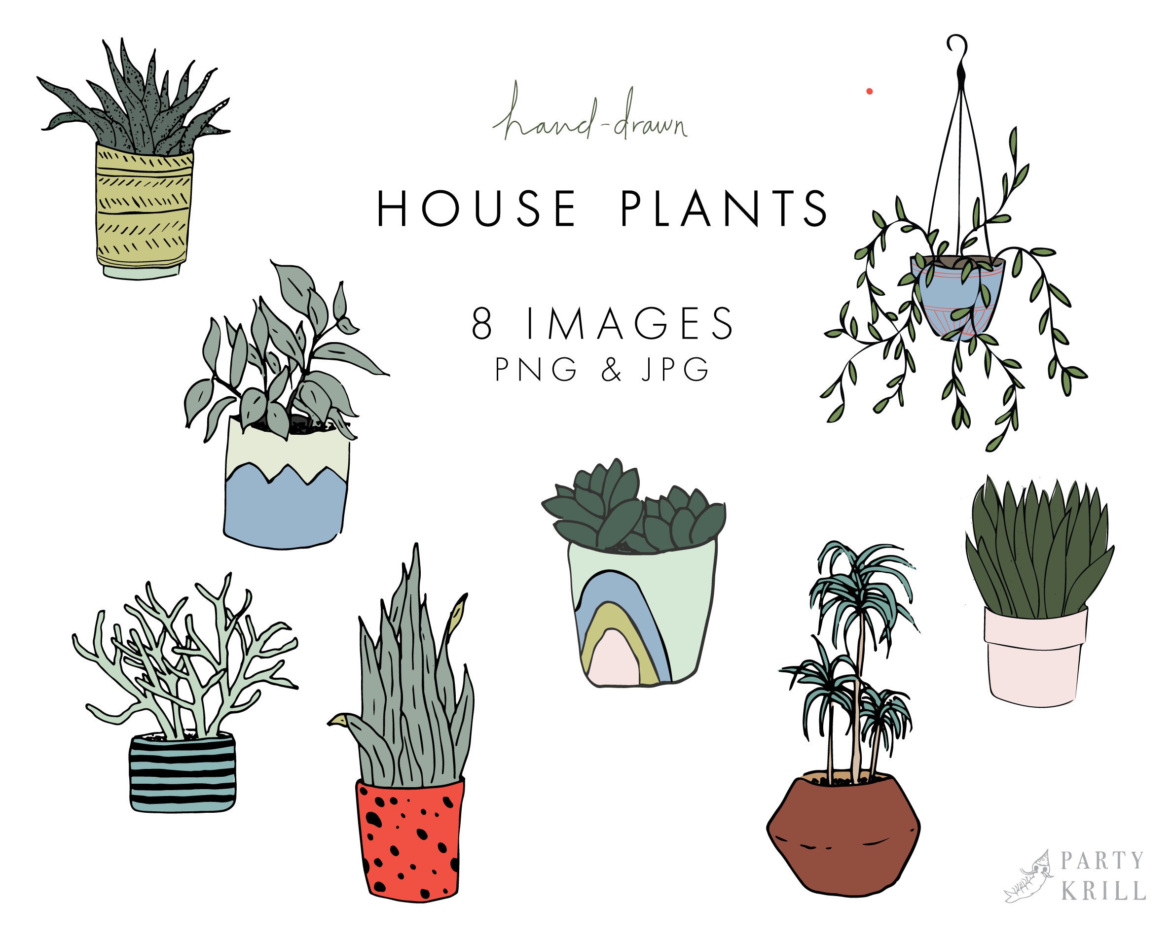 Colorful House Plant Clip Art - Etsy