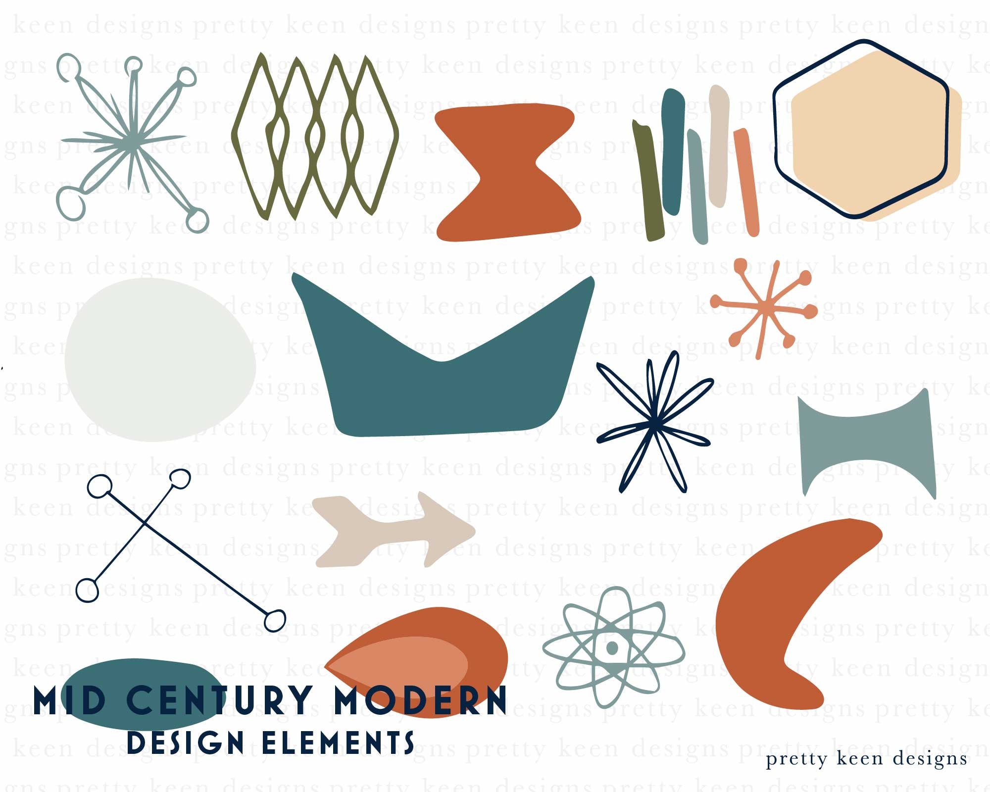 Mid Century SVG Modern Design Elements Atomic Shapes Clip - Etsy