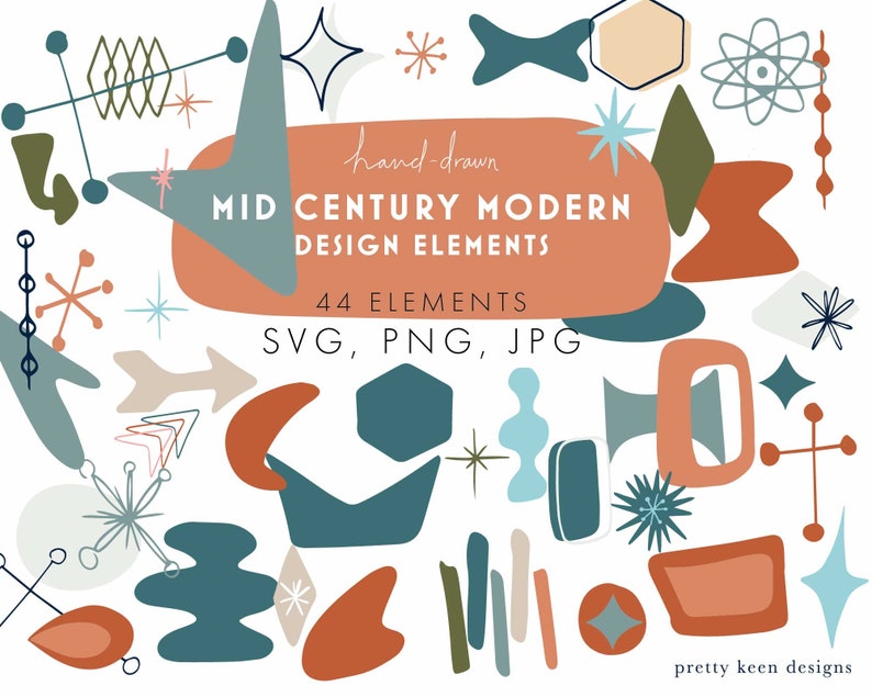 Mid Century SVG Modern Design Elements Atomic Shapes Clip - Etsy