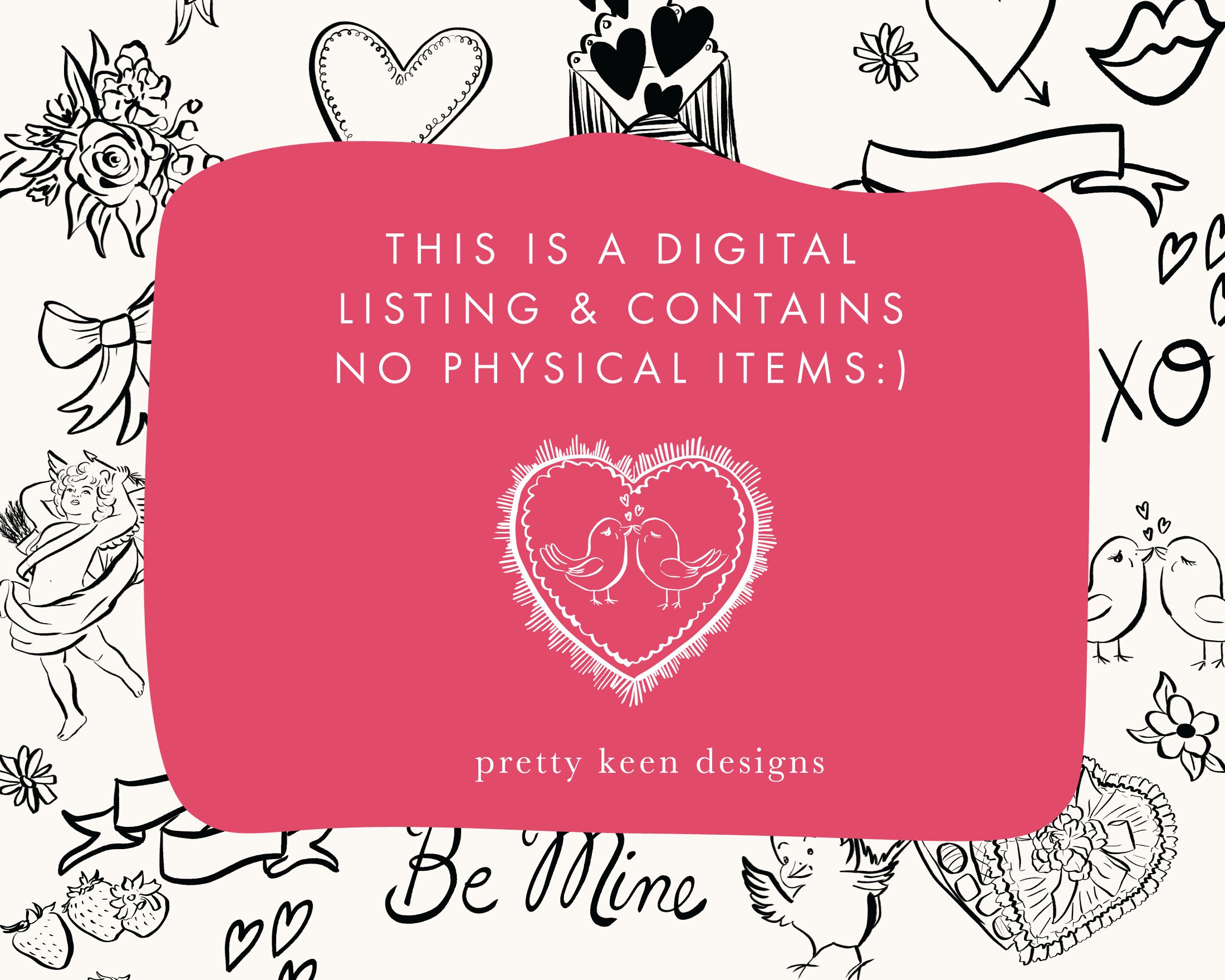 Valentine's Day Hand-drawn Clip Art Set Original Vintage-inspired Love ...