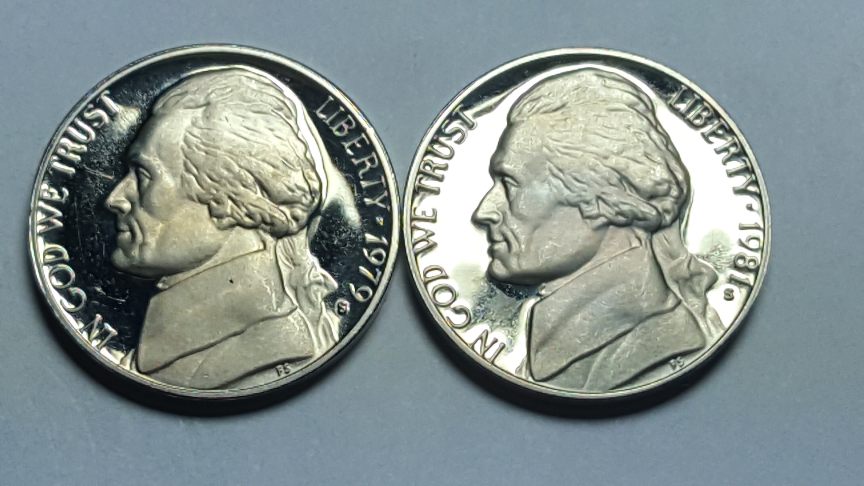 1979 S Proof Type 2 Clear "s" 1981 S Proof Type 2 Flat "s" Jefferson ...