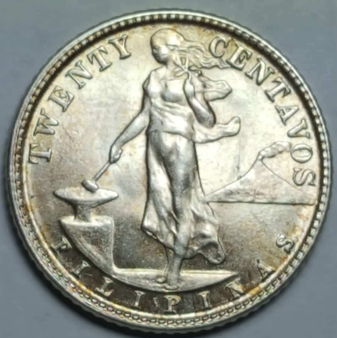 1945 D Silver Twenty Centavos USA-PHIL Philippines Under U.S ...