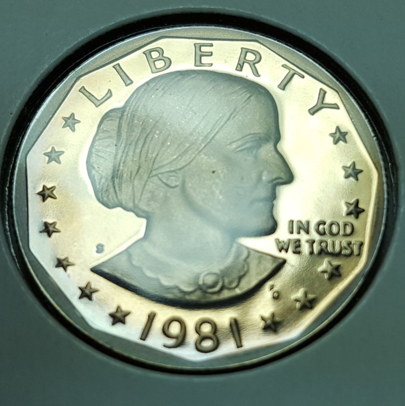 Beautiful Gold Toned 1981-S Gem Proof Susan B Anthony Dollar Type 1 ...