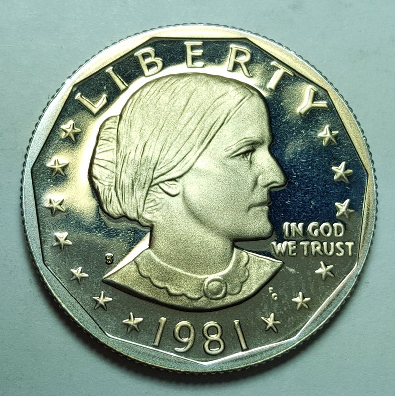 Beautiful Gold Toned 1981-S Gem Proof Susan B Anthony Dollar Type 1 ...