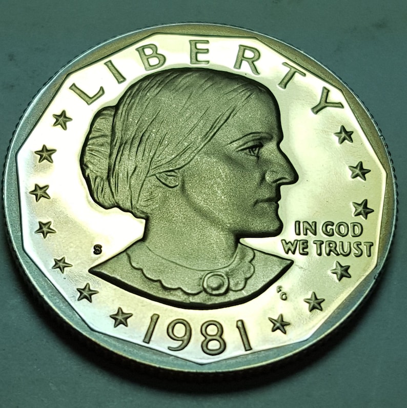Beautiful Gold Toned 1981-S Gem Proof Susan B Anthony Dollar Type 1 ...