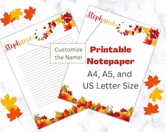 Autumn Sunflower Printable Letter Writing Paper / A4, 8.5x11 / Lined ...