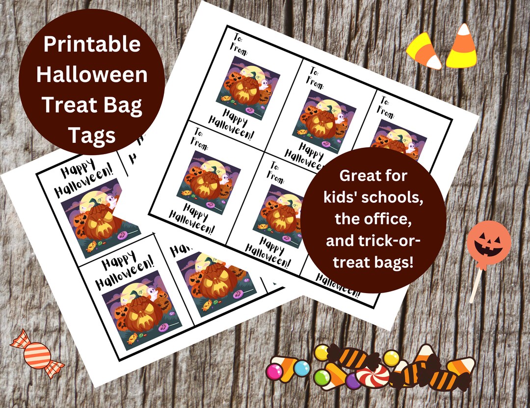 Halloween Treat Bag Tags Instant Download, A4, A5, and 8.5x11 to and ...