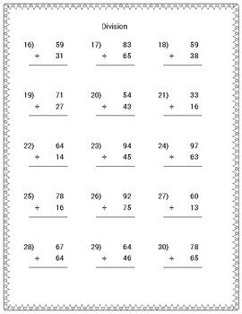 750 Two-digit/double-digit Division Facts W/ Answer Key, 50 Pgs. - Etsy