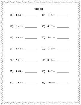 700 One-digit/single-digit Addition Facts W/ Answer Key, 50 Pgs. - Etsy