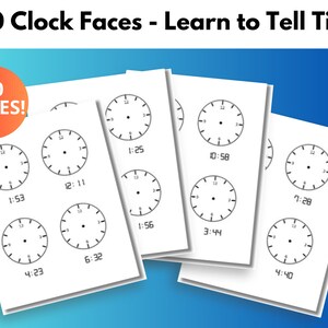 50 Telling Time Worksheets for 1st and 2nd Grade, 200 Clock Faces - Etsy