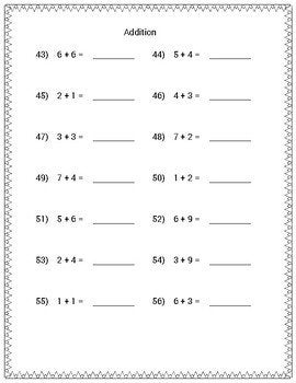 700 One-digit/single-digit Addition Facts W/ Answer Key 50 - Etsy