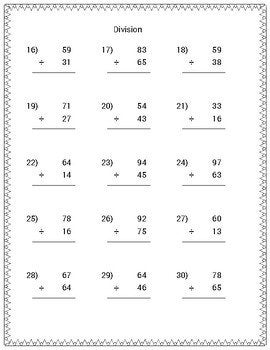 750 Two-digit/double-digit Division Facts W/ Answer Key, 50 Pgs. - Etsy