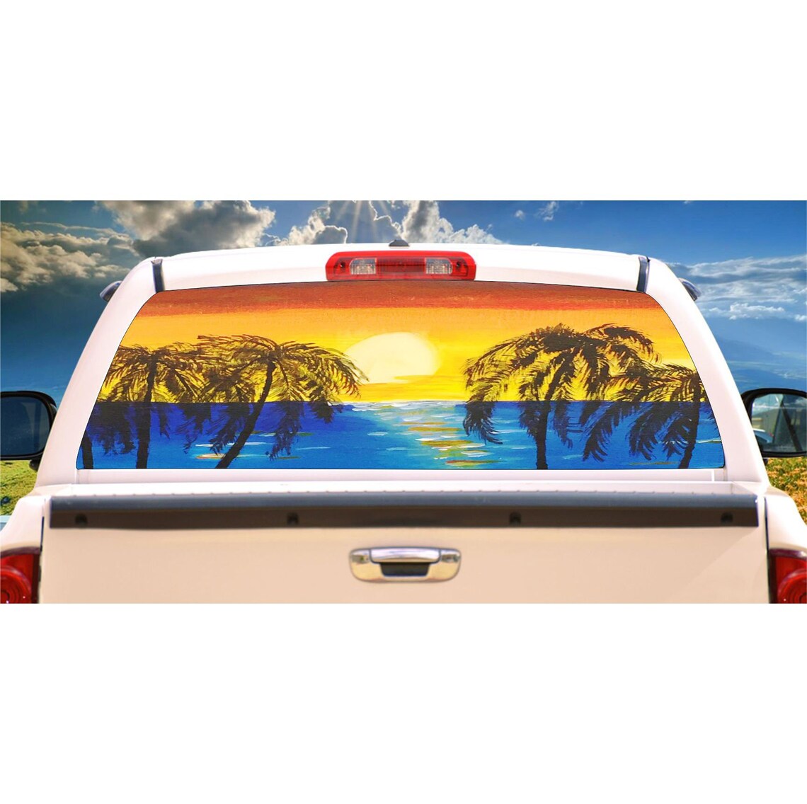 Sunset Beach Window Decal Palm Tree Vinyl Graphic for Back - Etsy