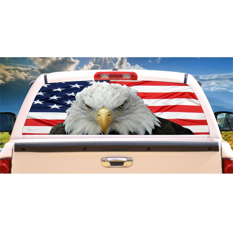 Eagle & American USA Flag Window Mural Decal or Tint for - Etsy