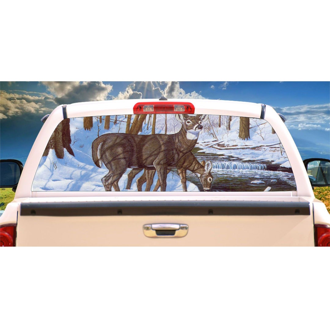 Deer Winter Bliss Rear Window Mural, Decal, or Tint for Rear Window in ...