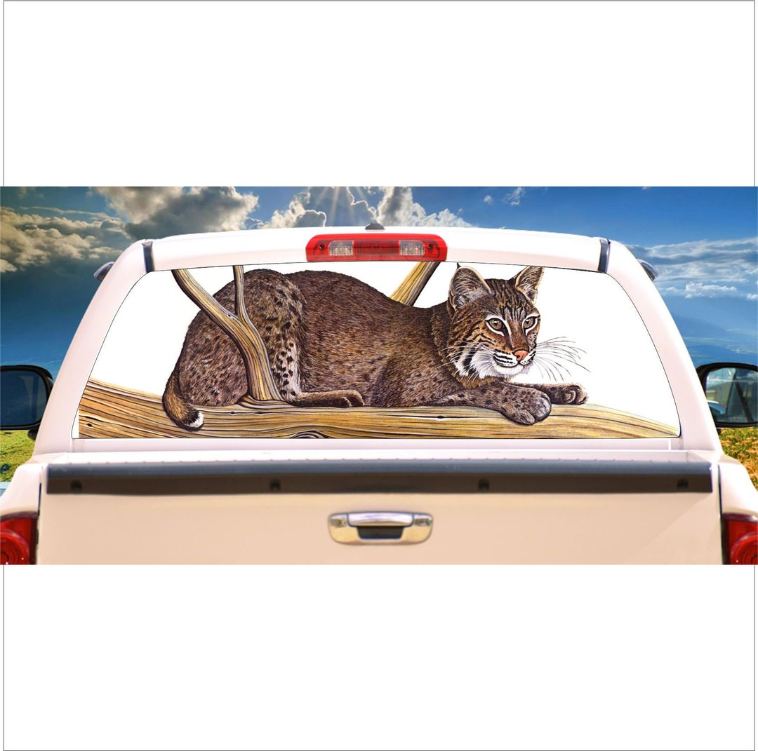 Bobcat on the Lookout Rear Window Mural, Decal, or Tint for Rear Window ...