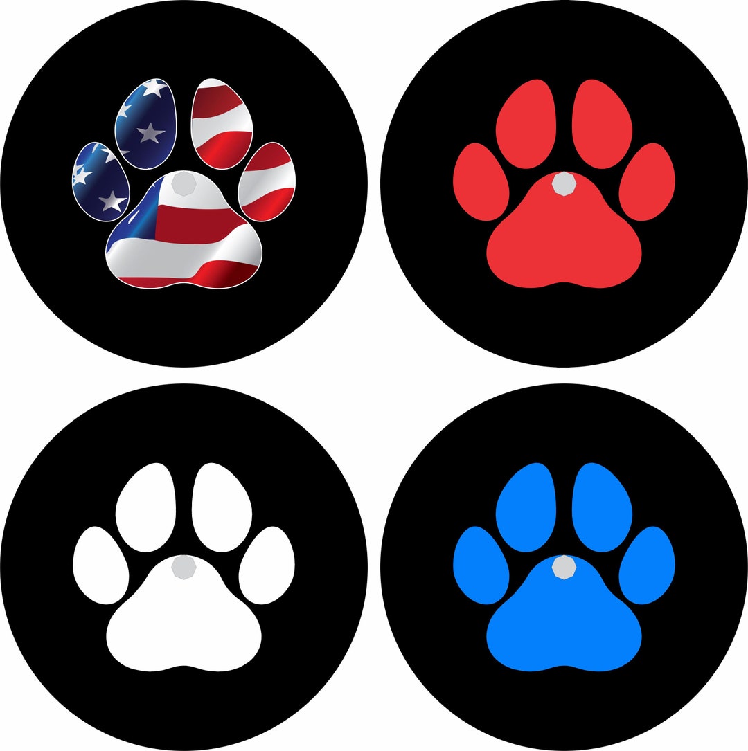 Pet Paws Tire Cover US Flag Red White Blue Spare Tire Cover Paw Print ...