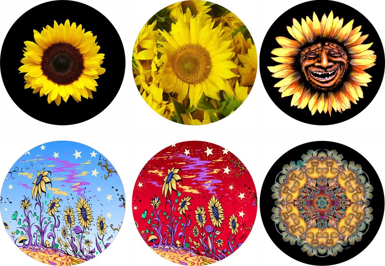 Sunflower Spare Tire Cover: Boho Hippie Chic Art, Heavy Duty Protector ...
