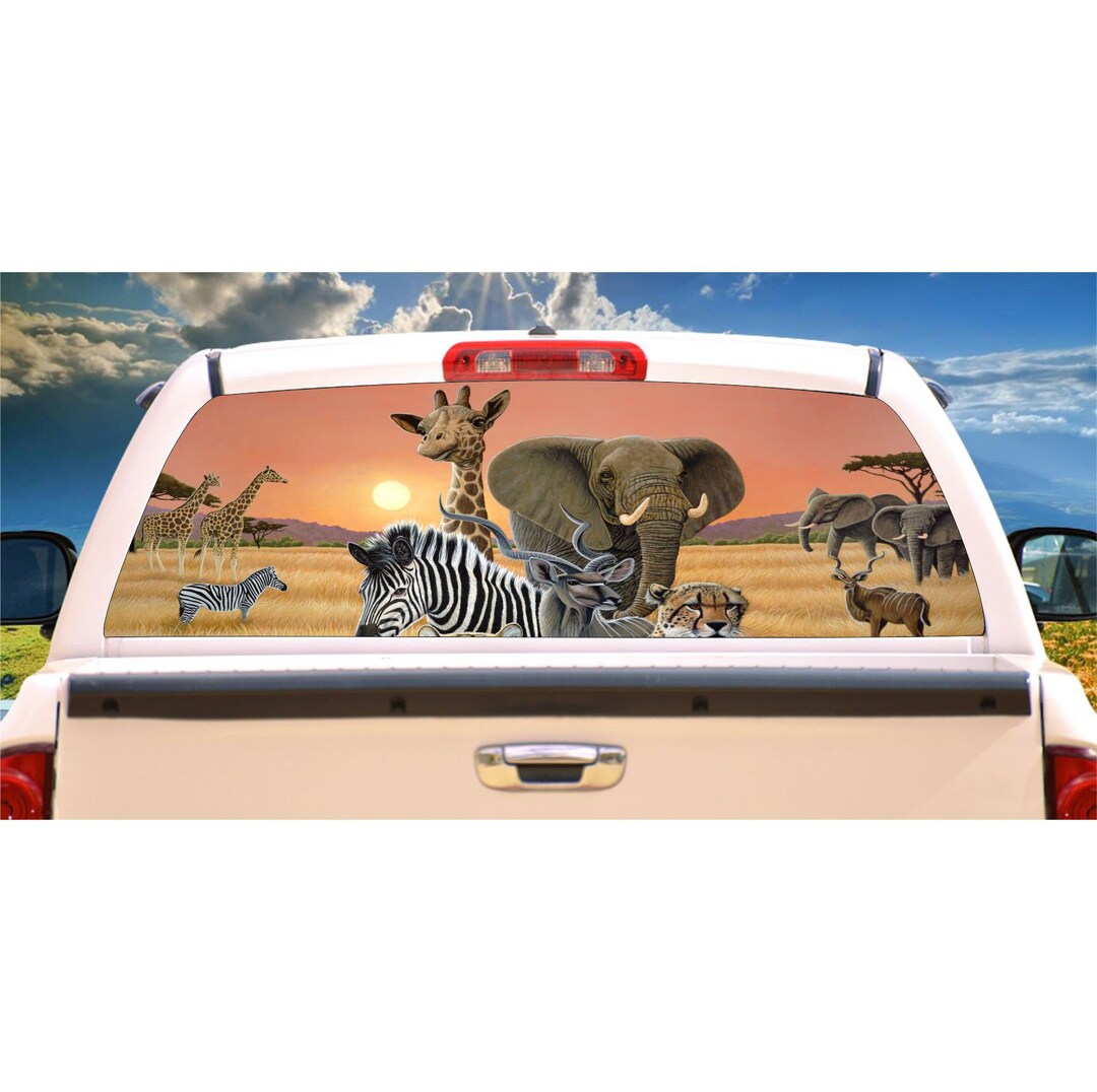 African Safari Rear Window Sticker, Decal, or Tint for Rear Window in ...