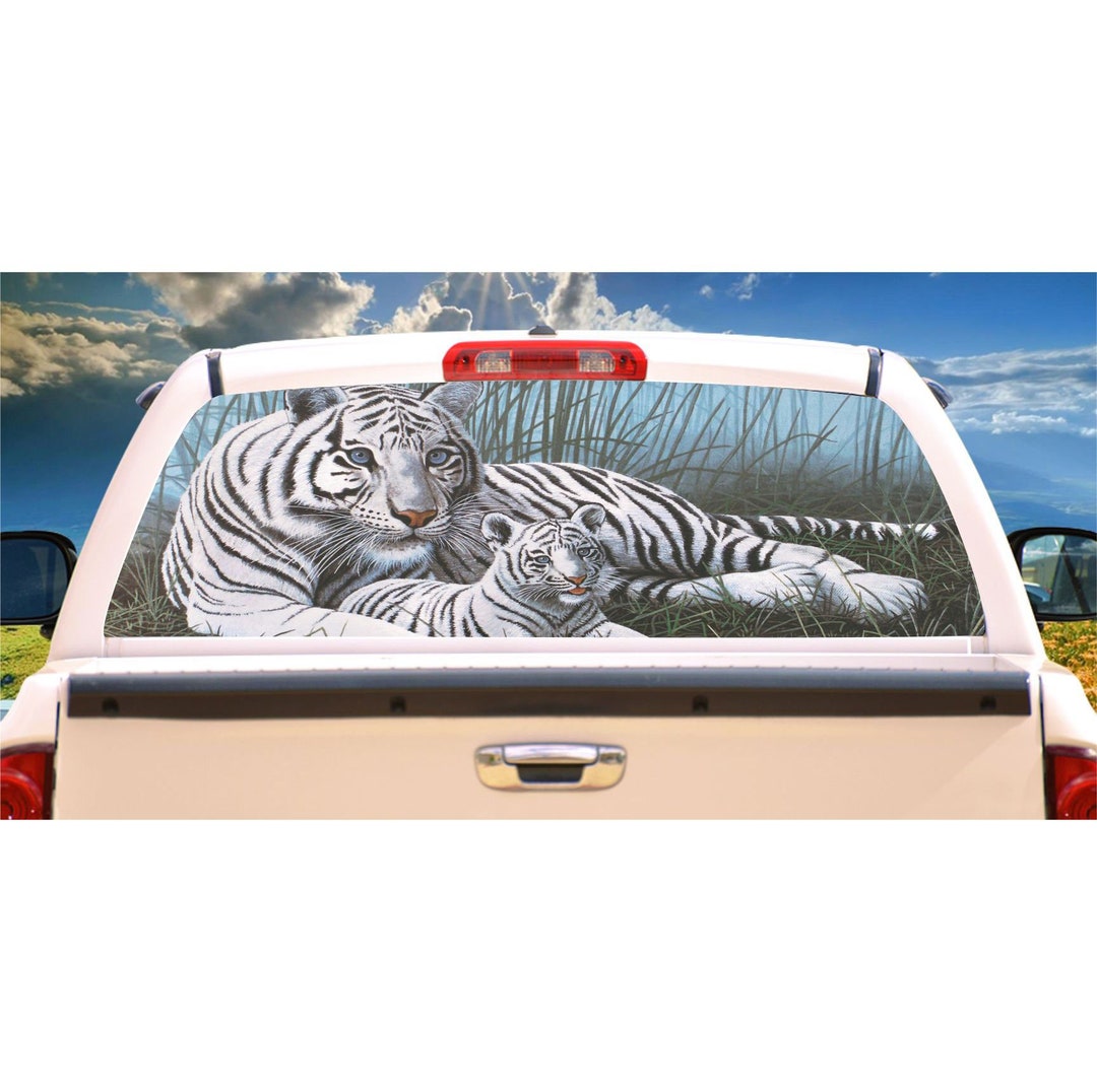 White Tiger & Cub Rear Window Mural, Vehicle Decal - Etsy