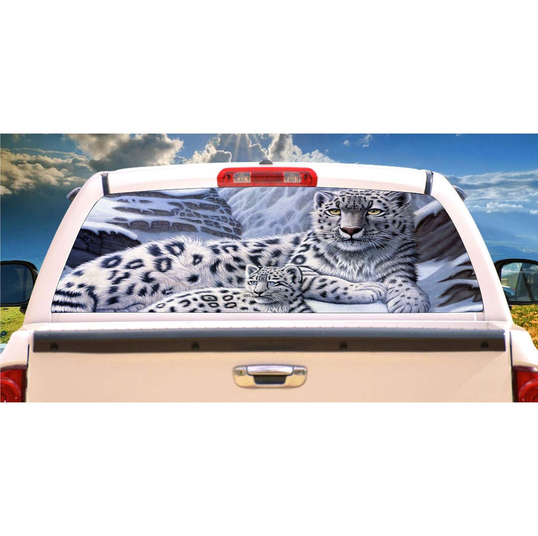 Snow Leopard Rear Window Mural, Decal, or Tint for Rear Window in Truck ...
