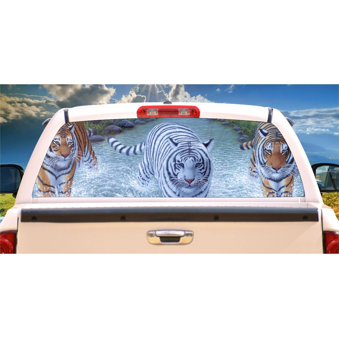 Tigers Wet and Wild Watch Rear Window Mural, Decal, or Tint for Rear ...