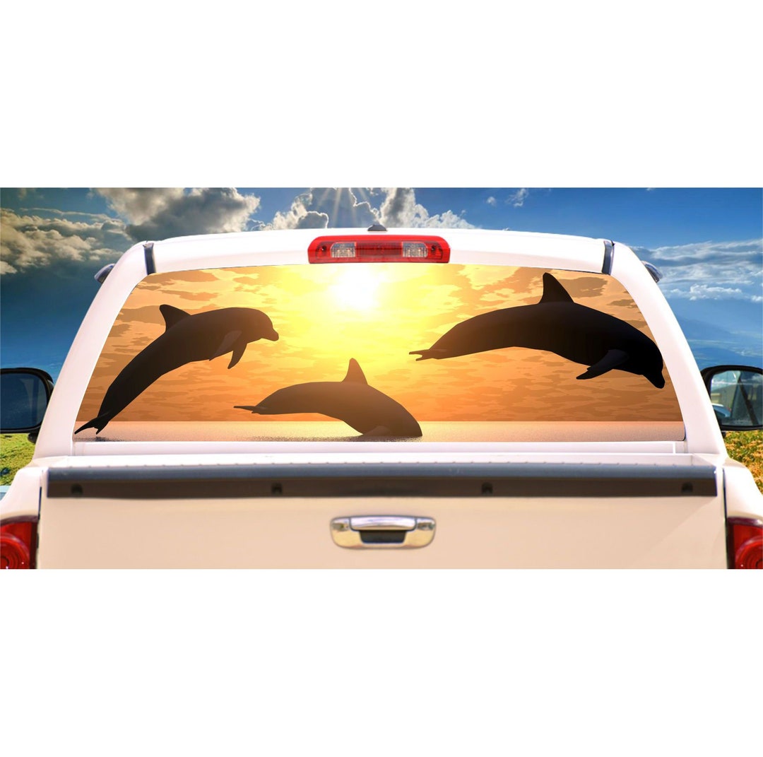 Dolphin Rear Window Mural, Tropical Vehicle Decal - Etsy