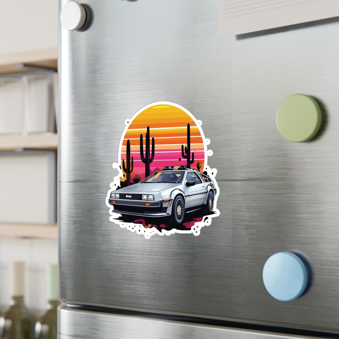 Synthwave Delorean Inspired Sticker, Vinyl Decal, Retro 80s Decal for ...