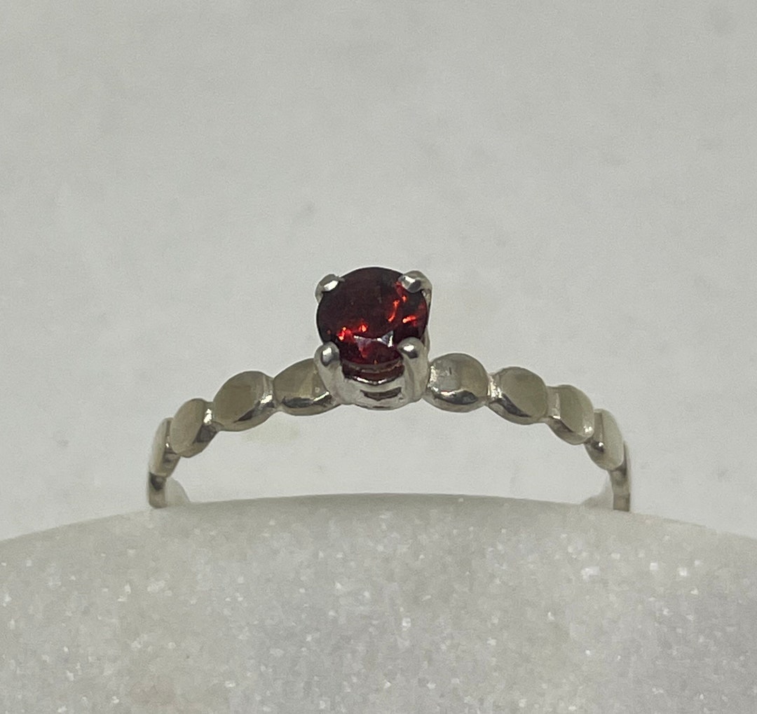 Garnet Stackable Sterling Silver Ring - Etsy