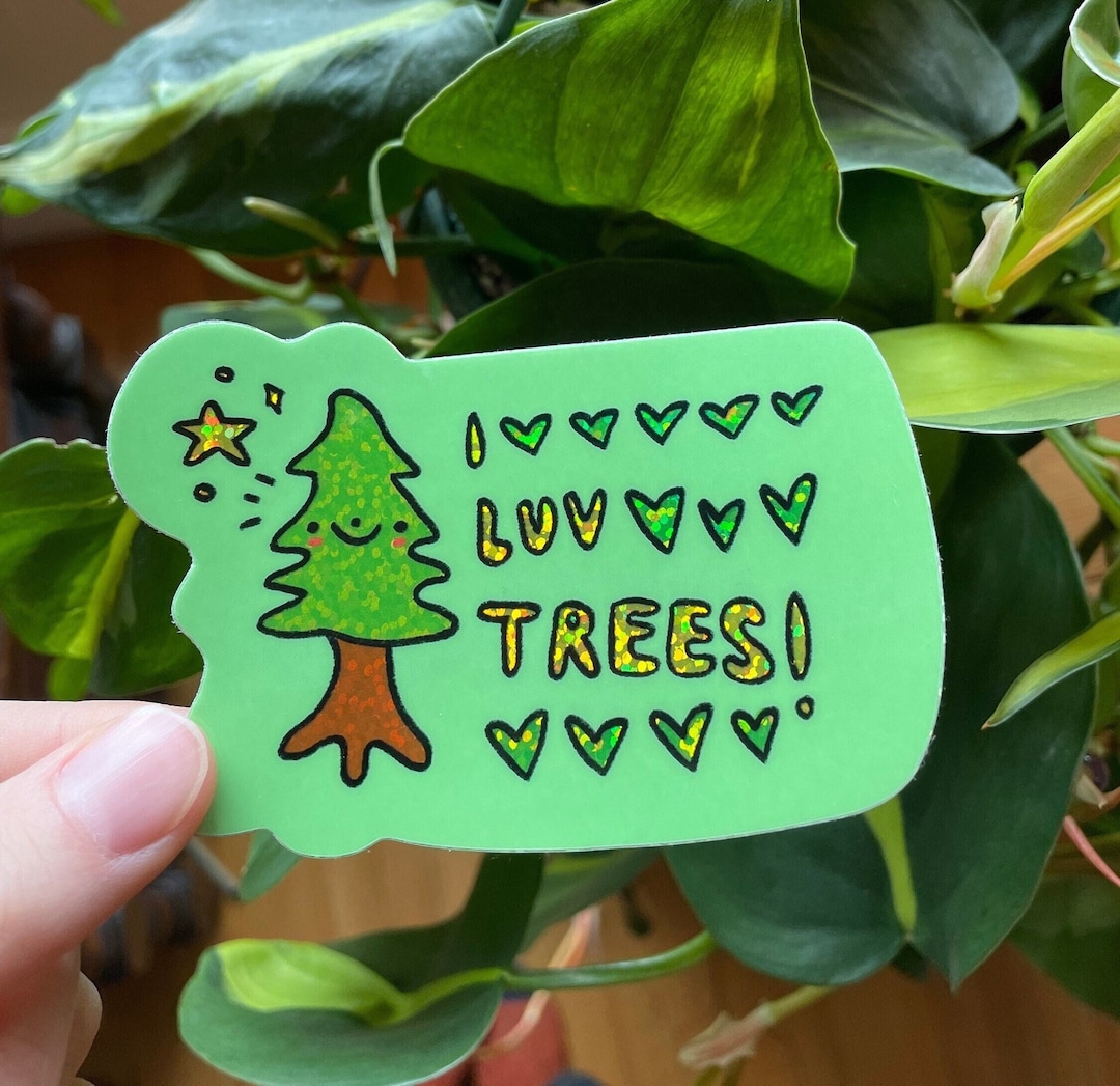 I Luv Trees Cute Sticker - Tree Lover Art - Waterproof - Etsy