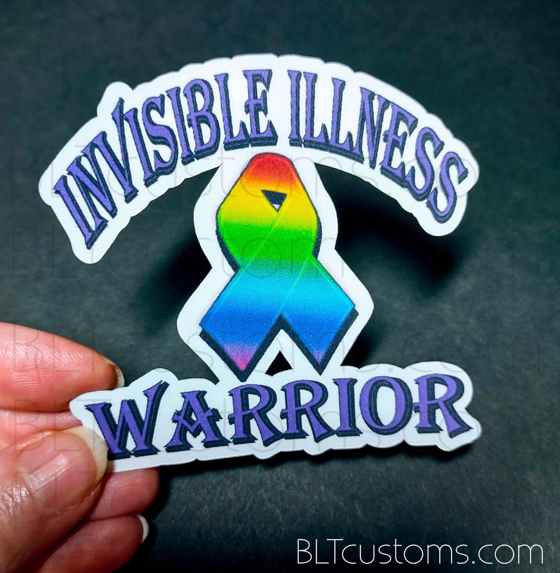 Invisible Illness Awareness Ribbon Rainbow Ribbon Decal - Etsy