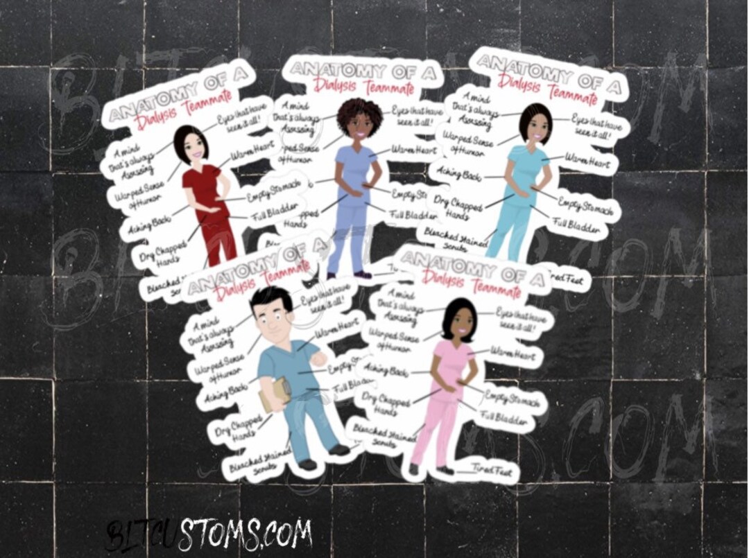 Anatomy of a Dialysis Teammate, Dialysis Nurse, Nurse Sticker, Decal ...