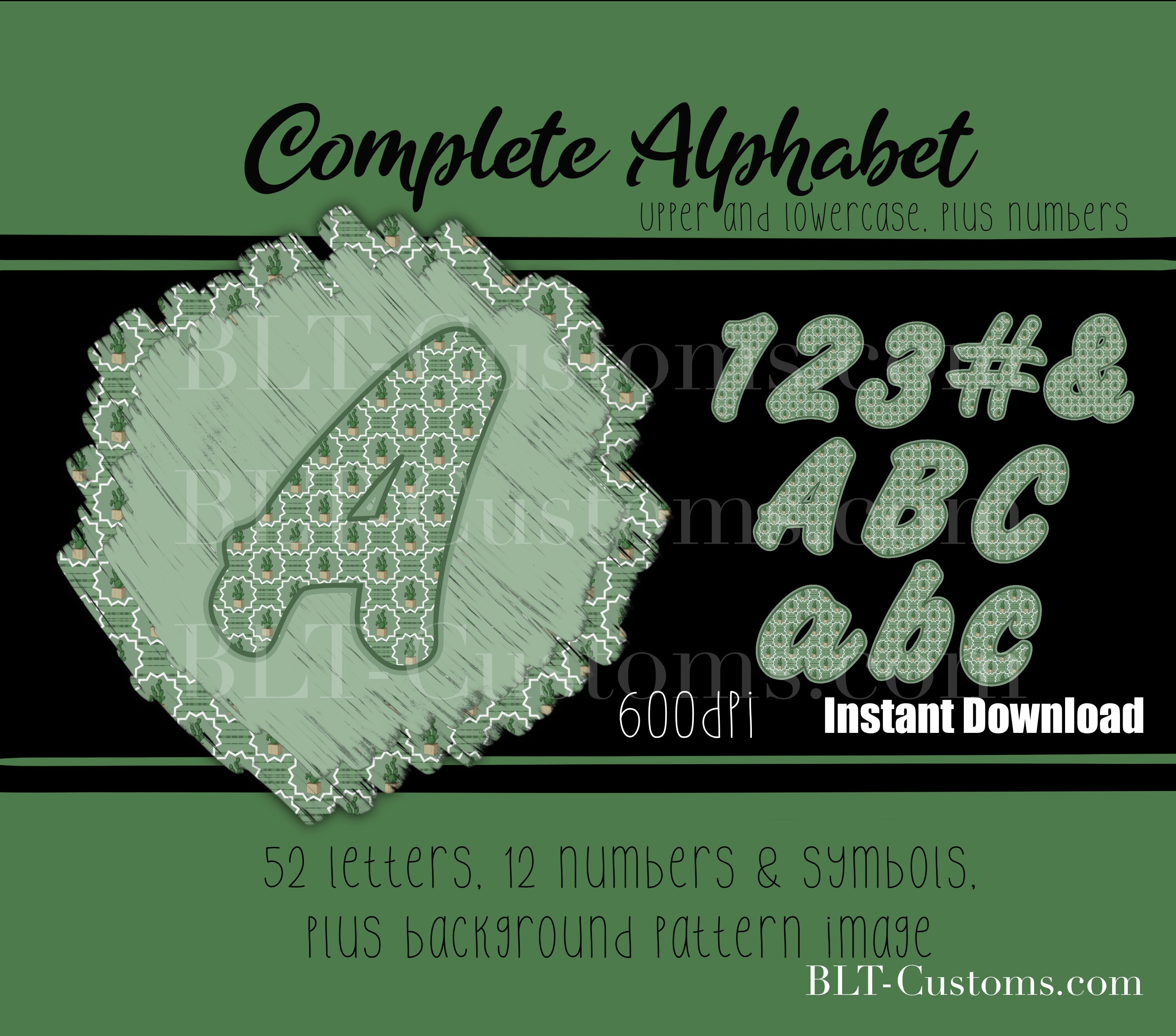 Patterned Letters Complete Alphabet Cactus Art Masked - Etsy