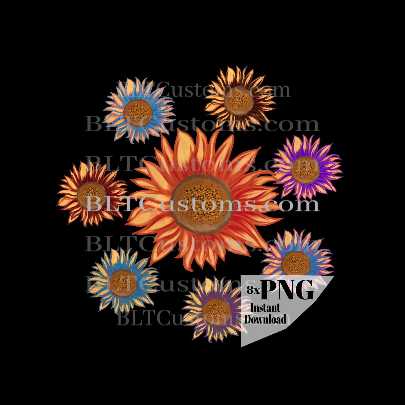 High Contrast Sunflower Bundle Clip Art Digital Download - Etsy