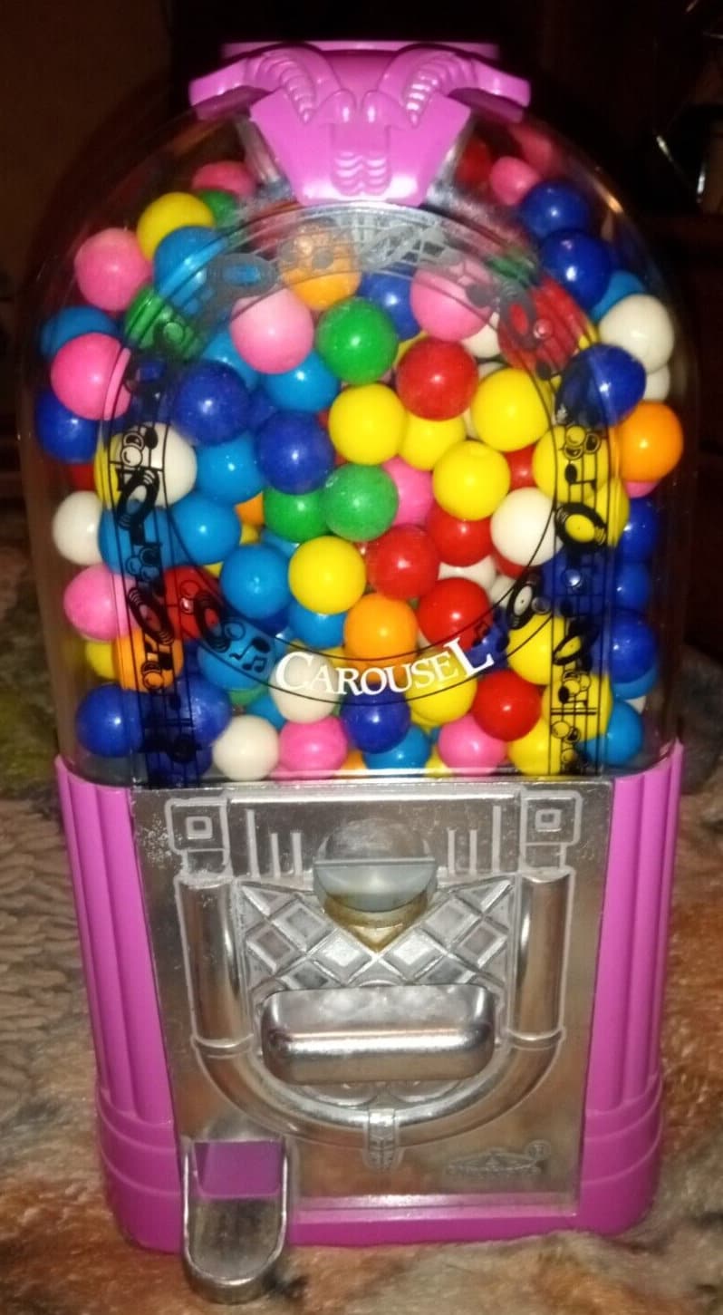 Vintage Carousel Gumball Candy Vending Machine Dispenser Jukebox Pink ...