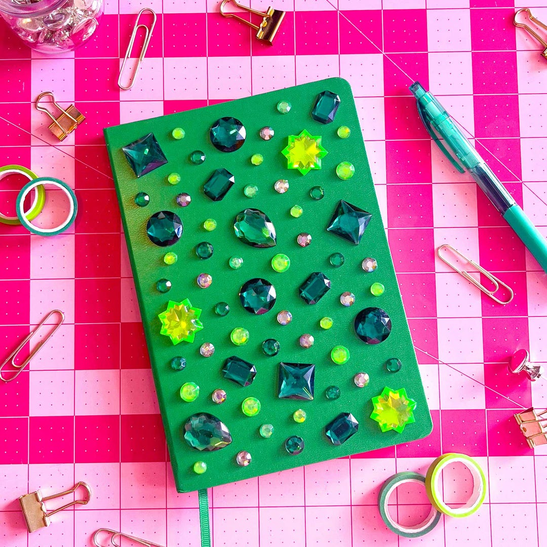 Bling Rhinestone Journal: Emerald Green Glitter Gemstone Diary | Lined ...